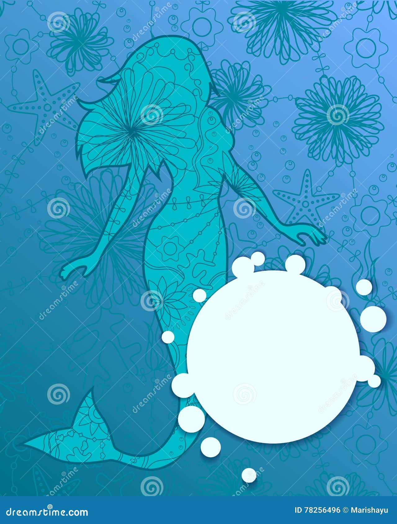 Background with Mermaid and Bubble Banner Stock Vector - Illustration ...