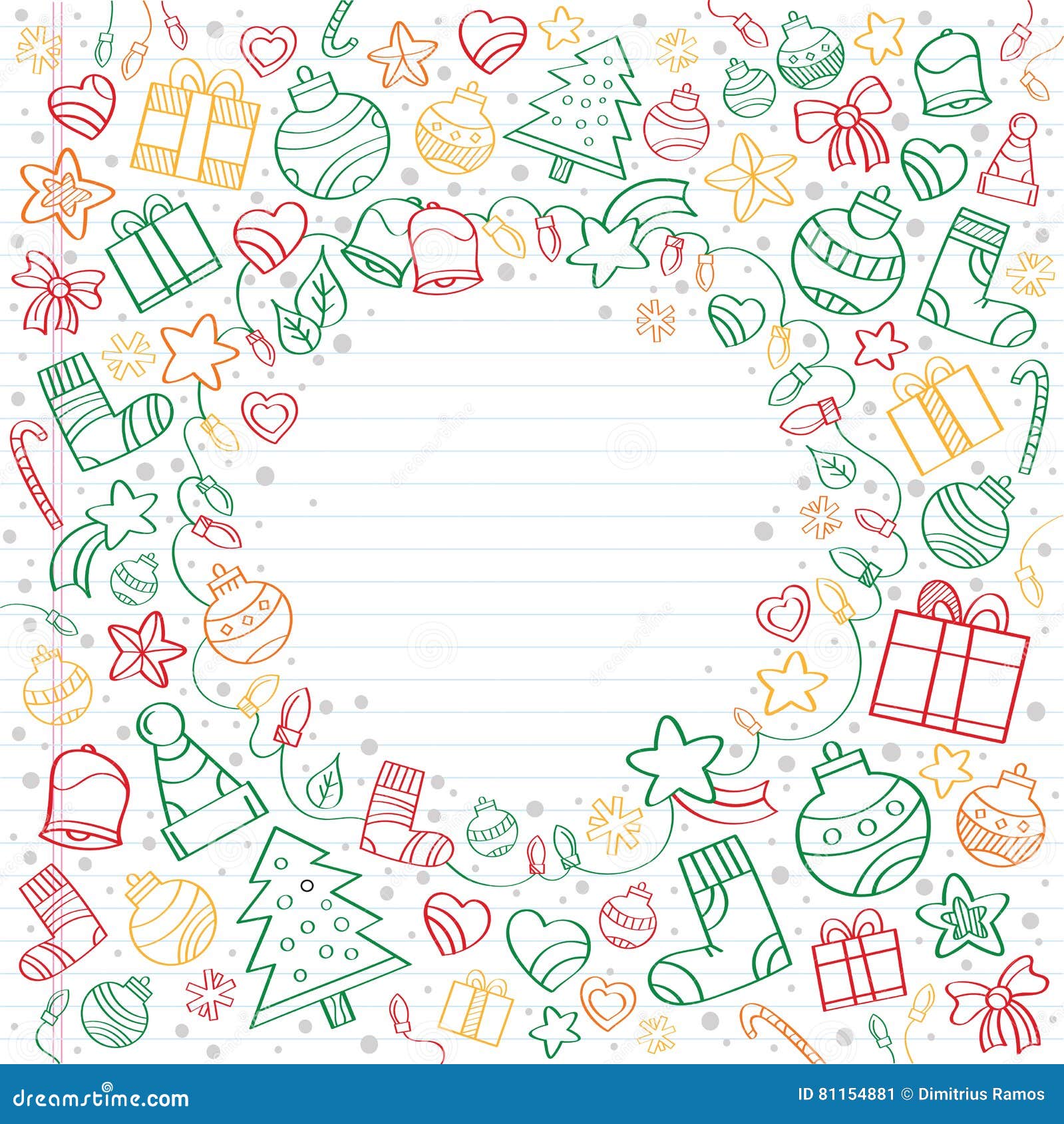 Background of Merry Christmas Sketch Drawings Stock Vector ...