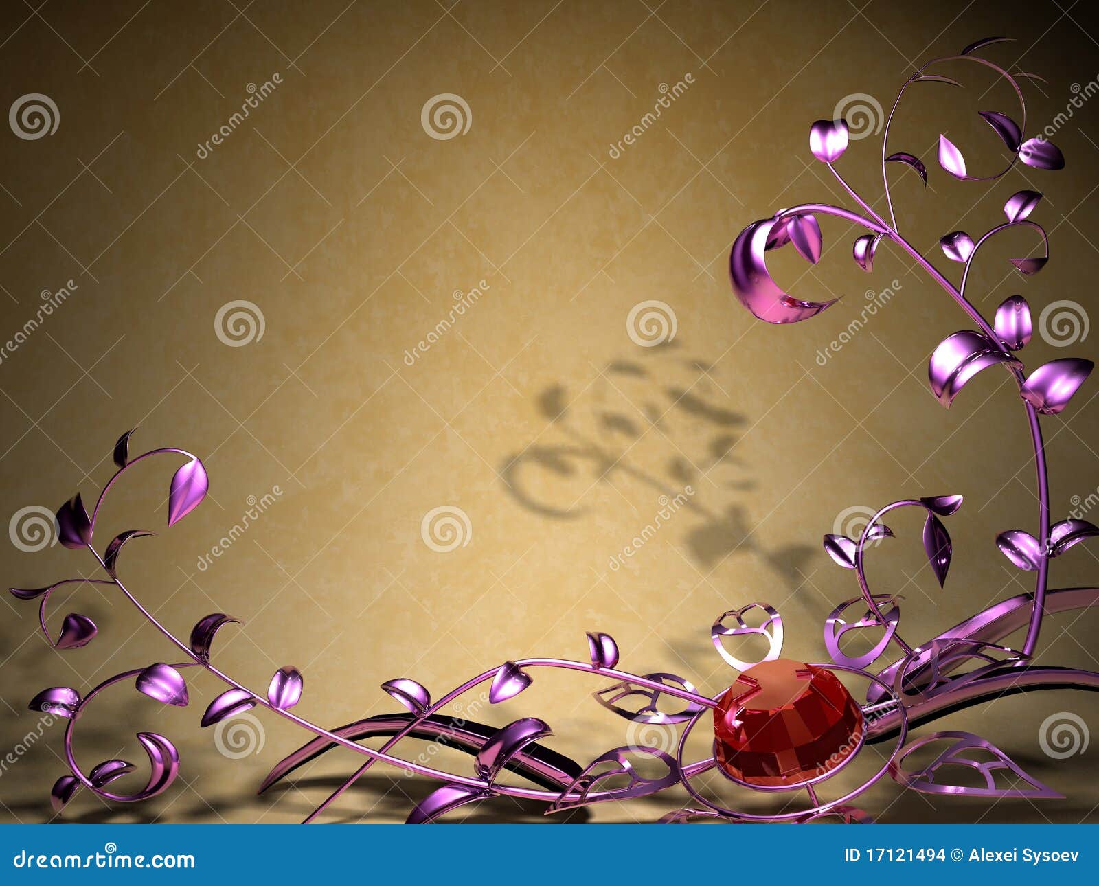 Background with Metal Floral Design Stock Illustration - Illustration ...