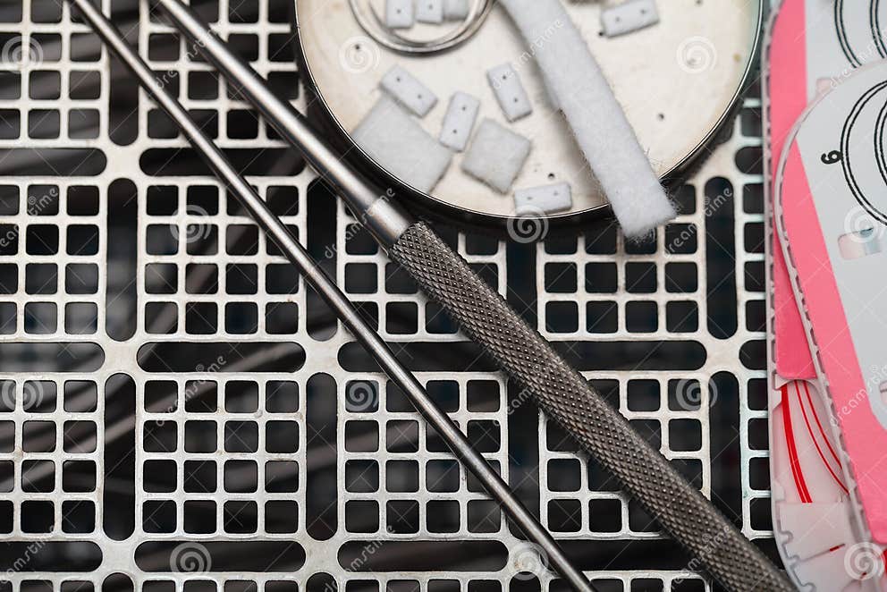 Background Metal Grid with Surgical Inventory Stock Photo - Image of ...
