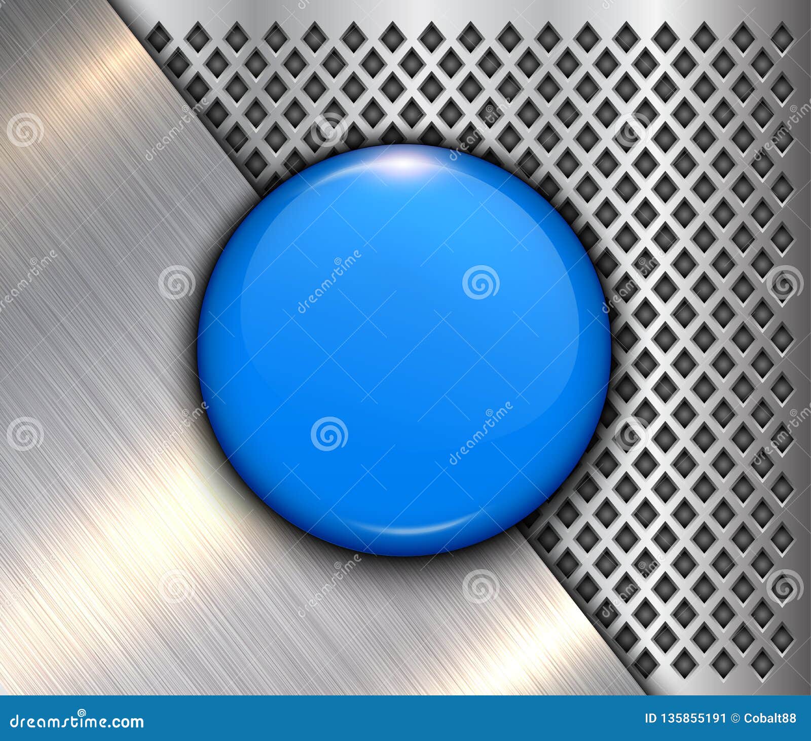 Background Metallic with Blue Button Stock Vector - Illustration of ...