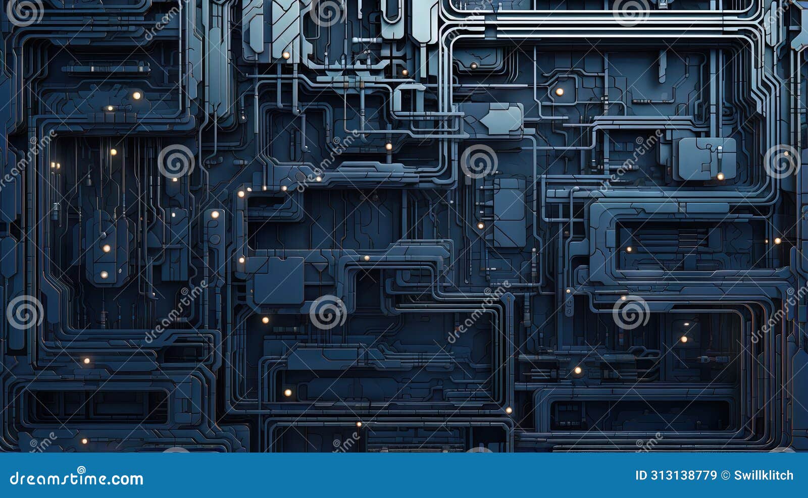 Background with Metallic Panels Texture, Wires and Circuit. Spaceship ...