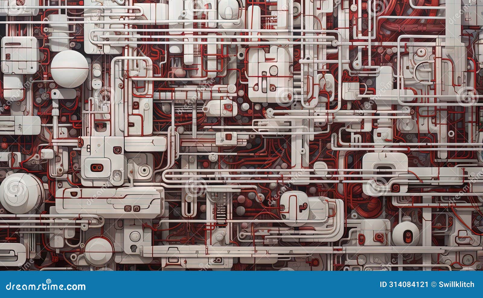 Background with Metallic Panels Texture, Wires and Circuit. Spaceship ...