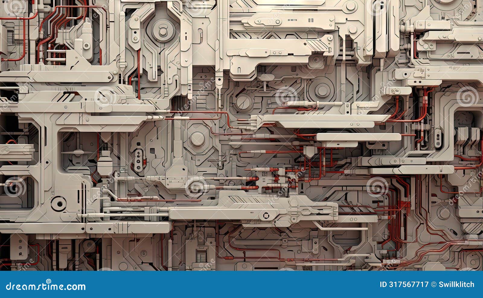 Background with Metallic Panels Texture, Wires and Circuit. Spaceship ...