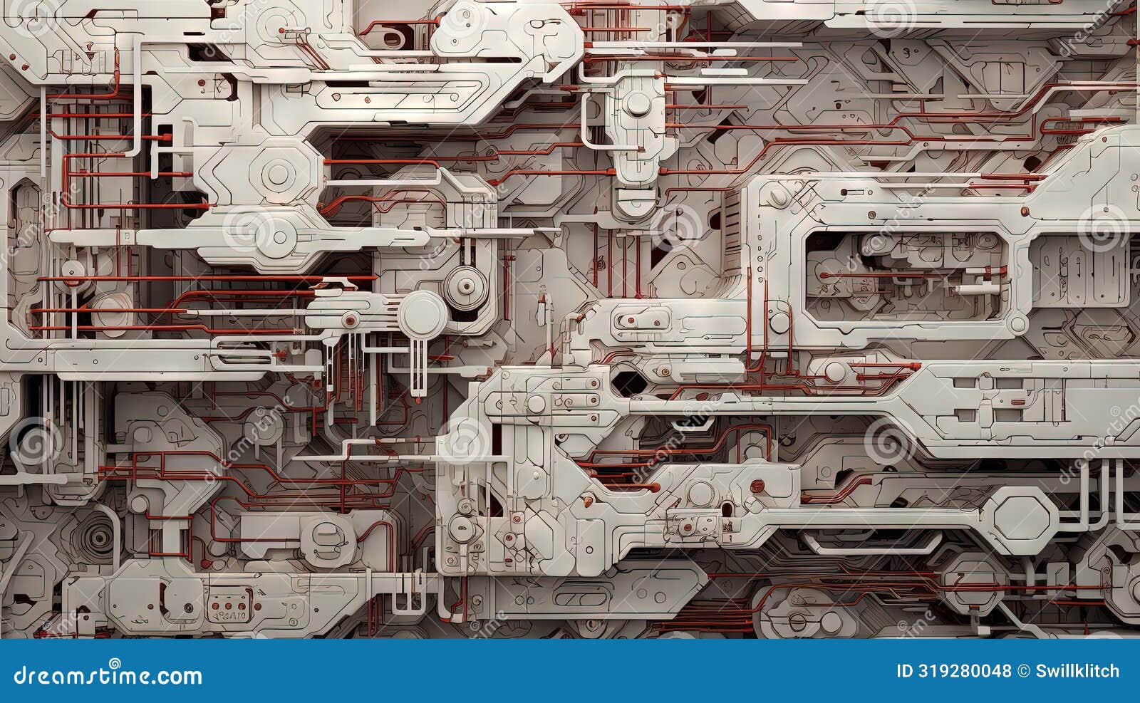 Background With Metallic Panels Texture, Wires And Circuit. Spaceship ...