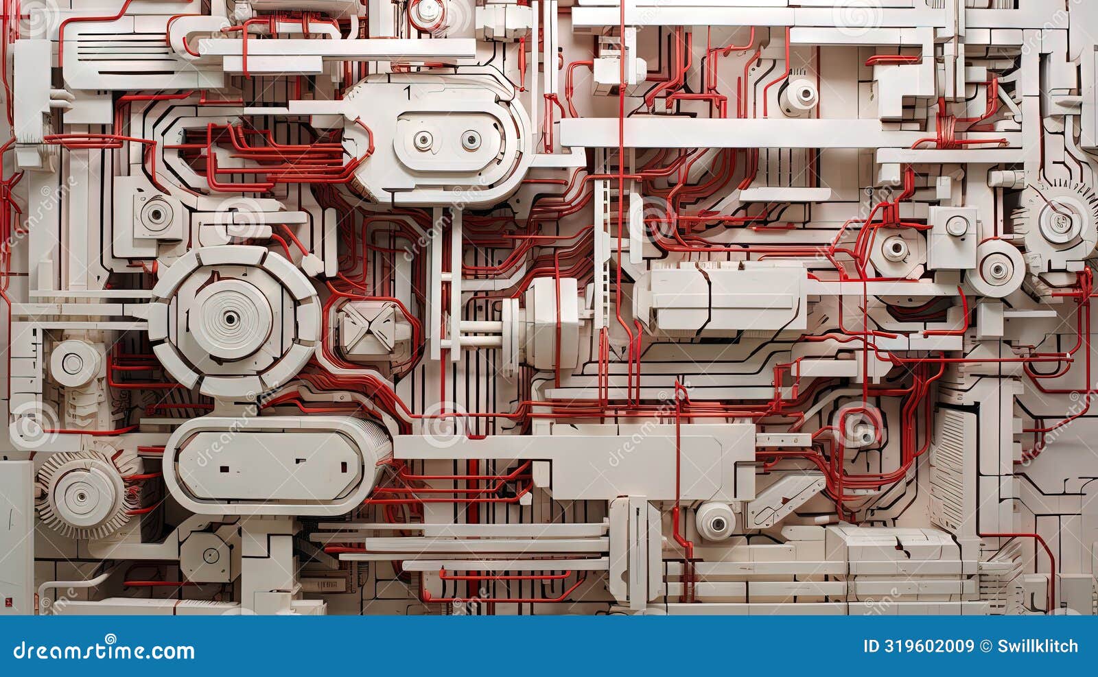 Background with Metallic Panels Texture, Wires and Circuit. Spaceship ...