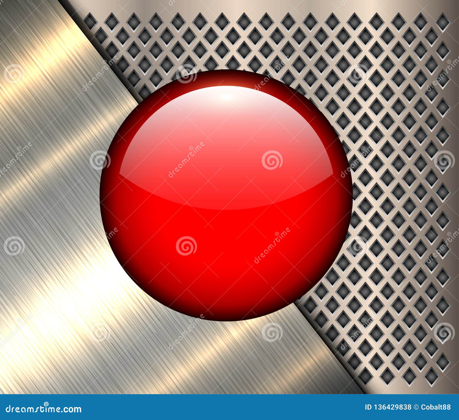 Background Metallic with Red Button Stock Vector - Illustration of ...