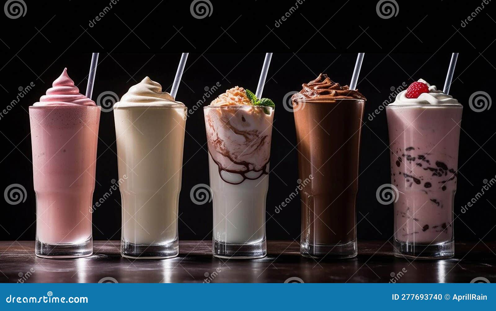 Background with Milkshakes on the Table Stock Photo - Image of fruit ...