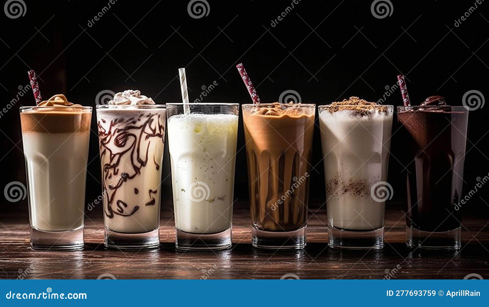 Background with Milkshakes on the Table Stock Image - Image of healthy ...