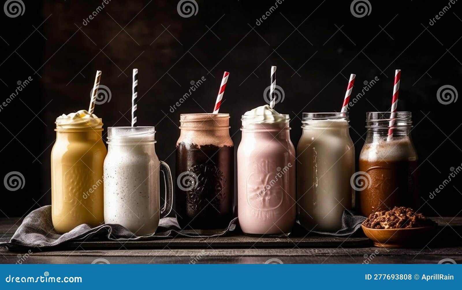 Background with Milkshakes on the Table Stock Photo - Image of copy ...