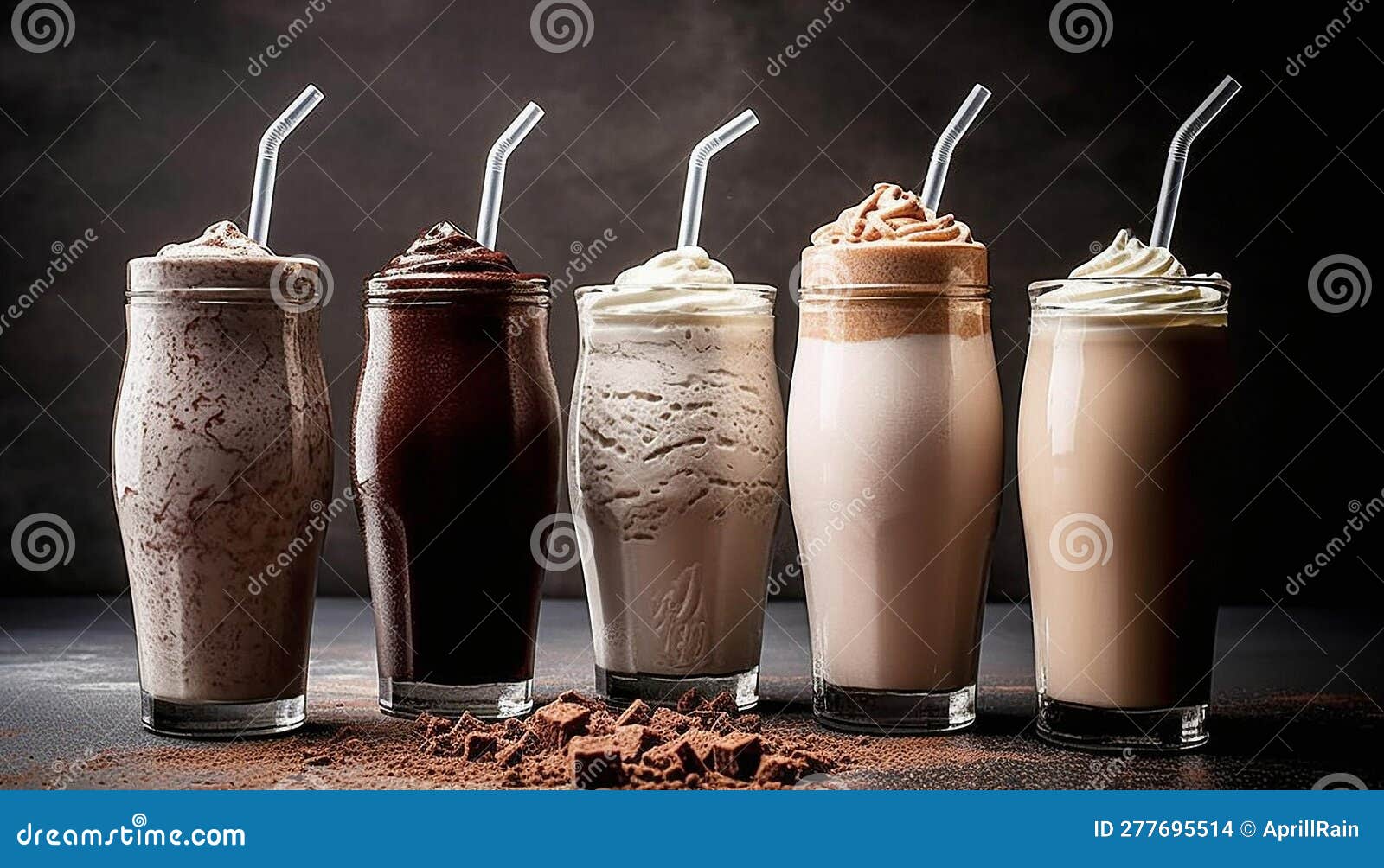 Background with Milkshakes on the Table Stock Photo - Image of shake ...