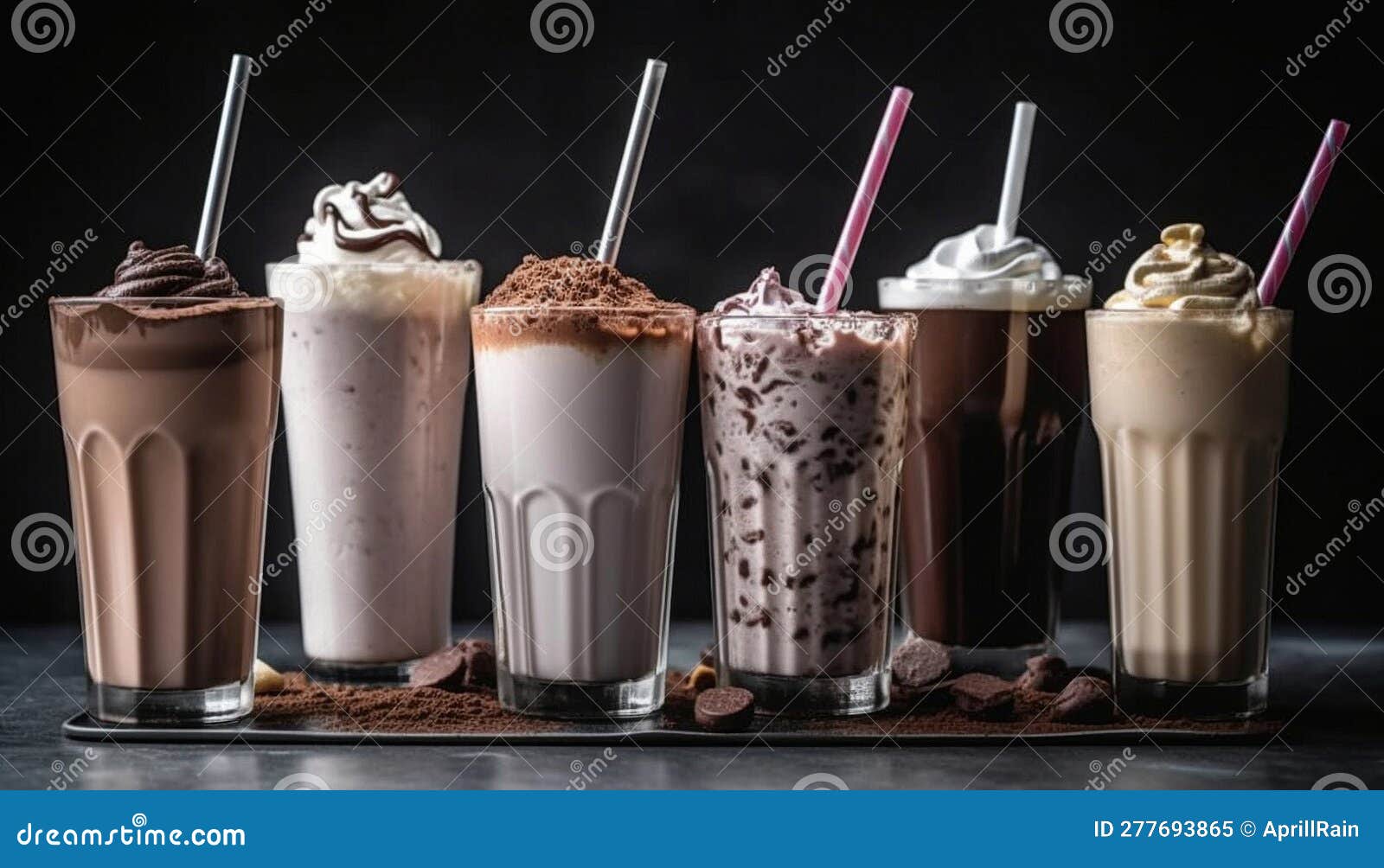 Background with Milkshakes on the Table Stock Image - Image of cold ...