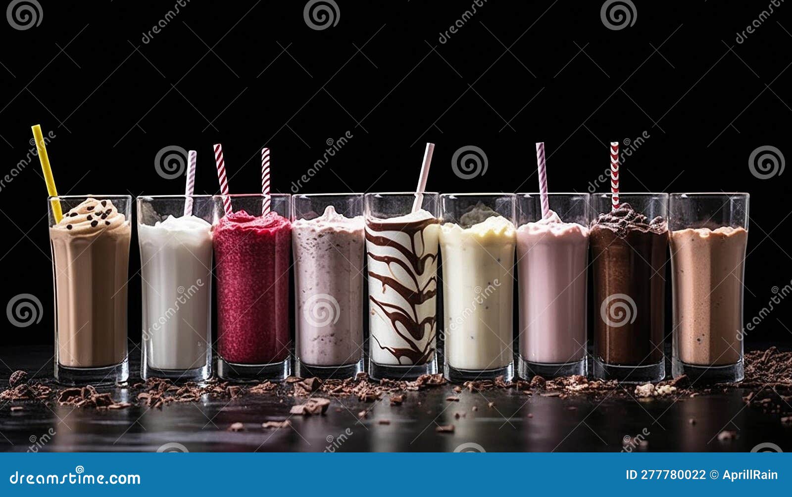 Background with Milkshakes on the Table Stock Illustration ...