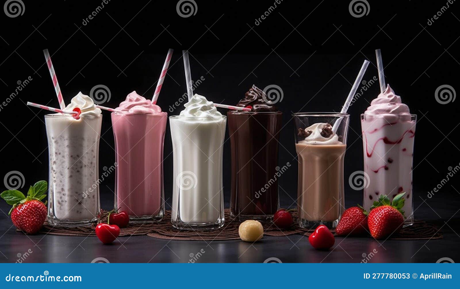 Background with Milkshakes on the Table Stock Illustration ...