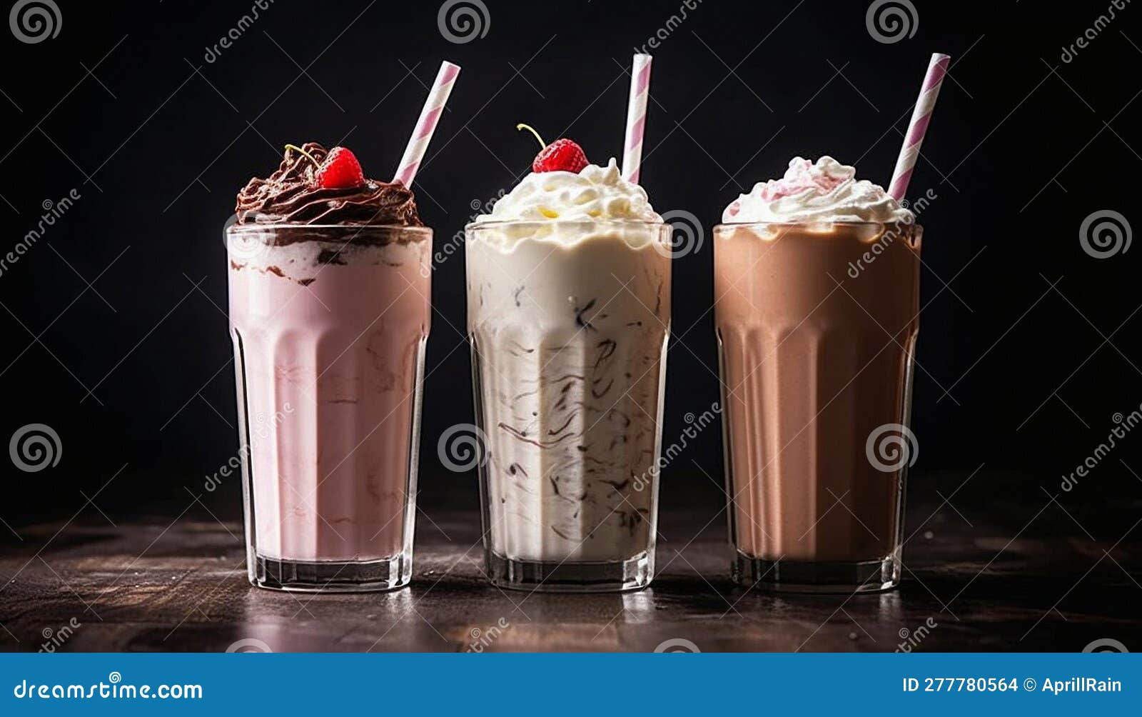 Background with Milkshakes on the Table Stock Illustration ...