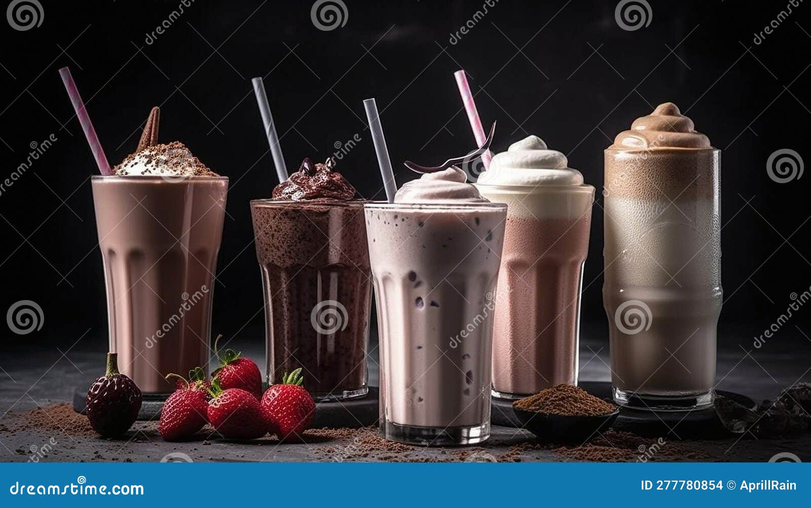 Background with Milkshakes on the Table Stock Illustration ...