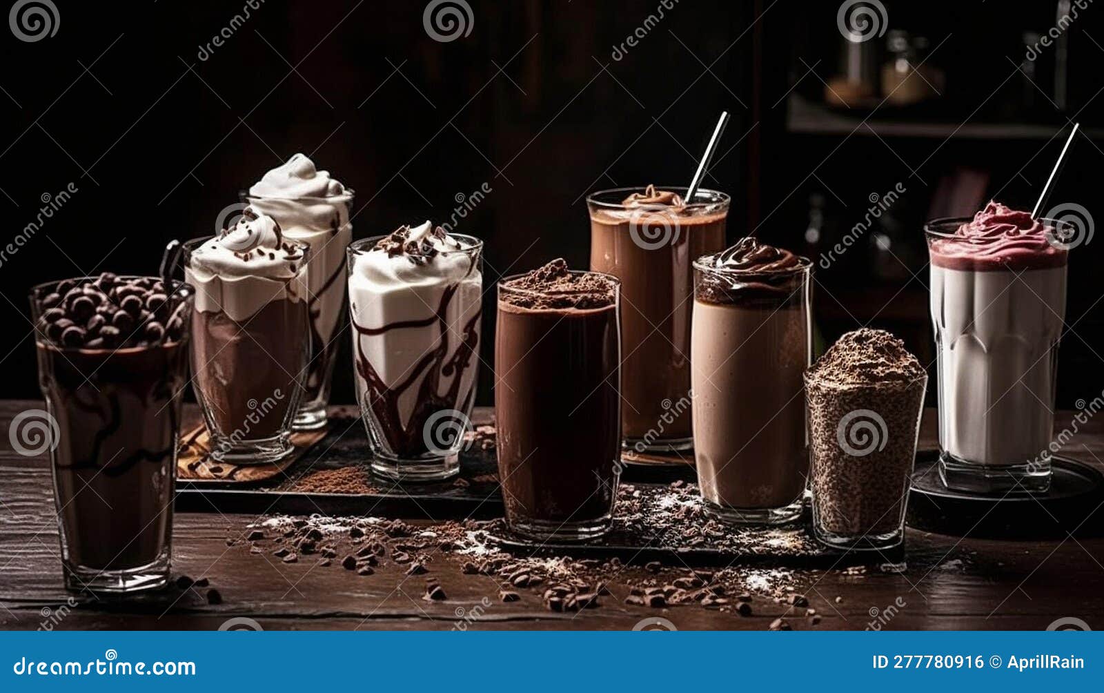 Background with Milkshakes on the Table Stock Illustration ...
