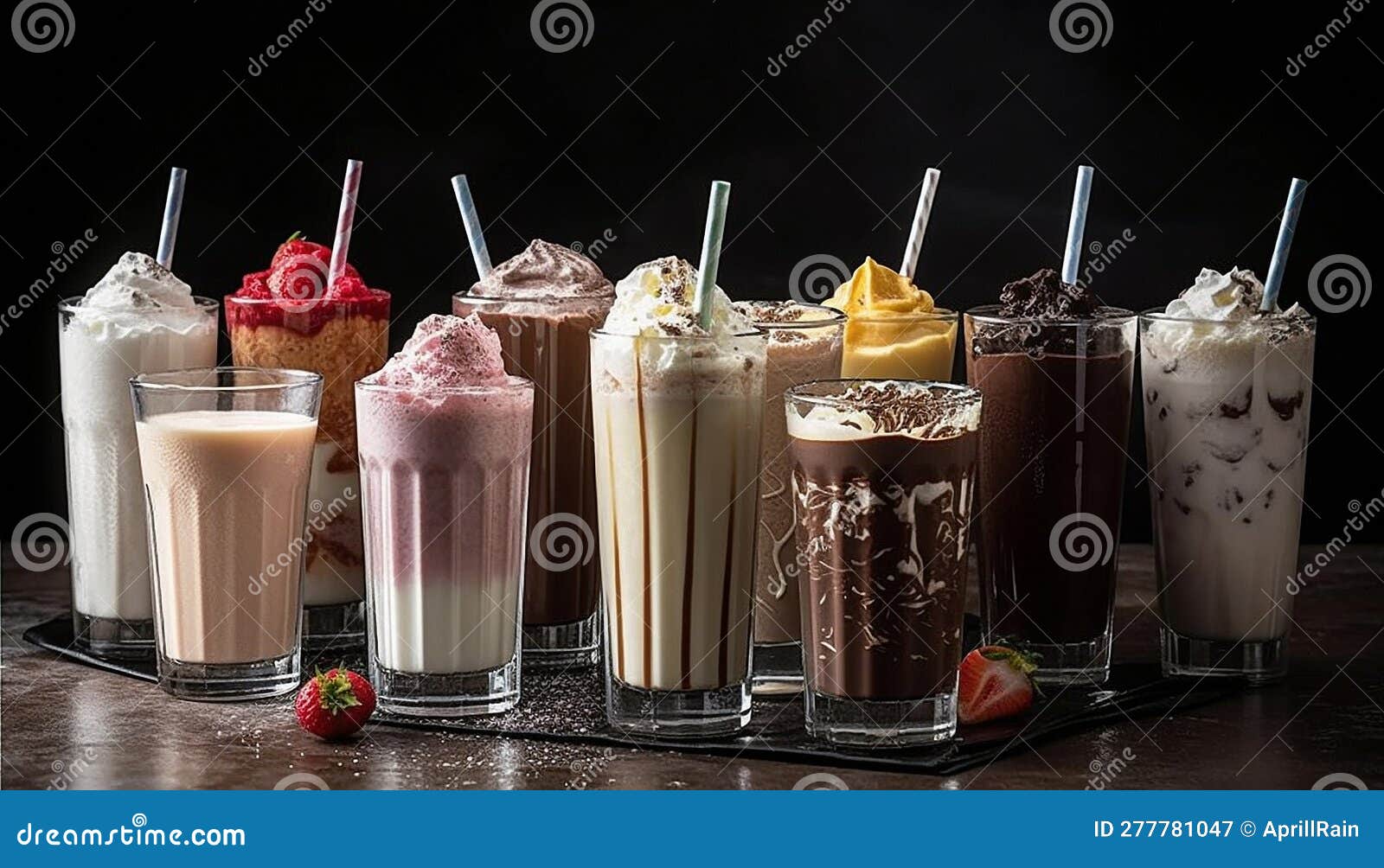 Background with Milkshakes on the Table Stock Illustration ...