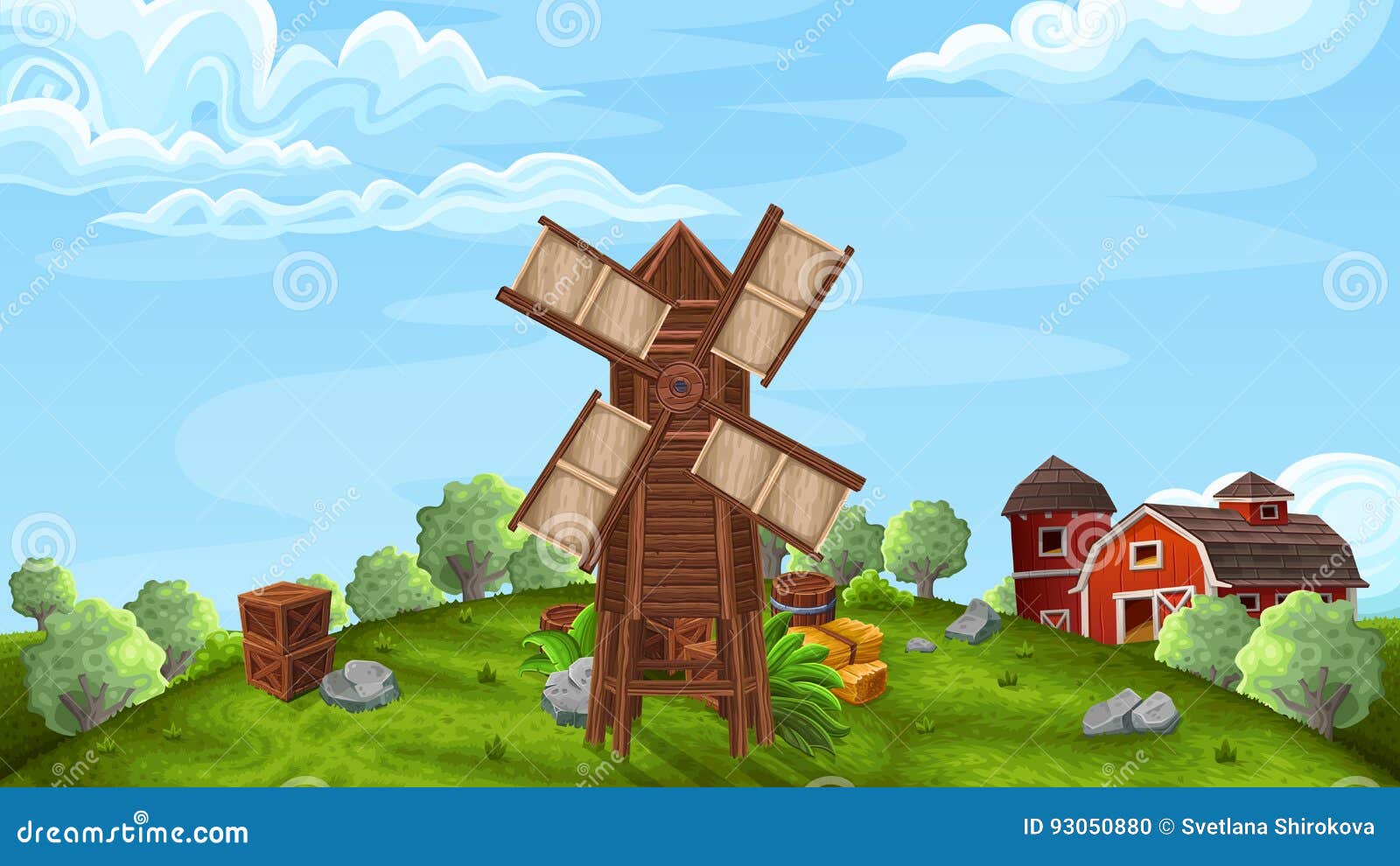 Background with Mill in Farm Style Stock Vector - Illustration of ...