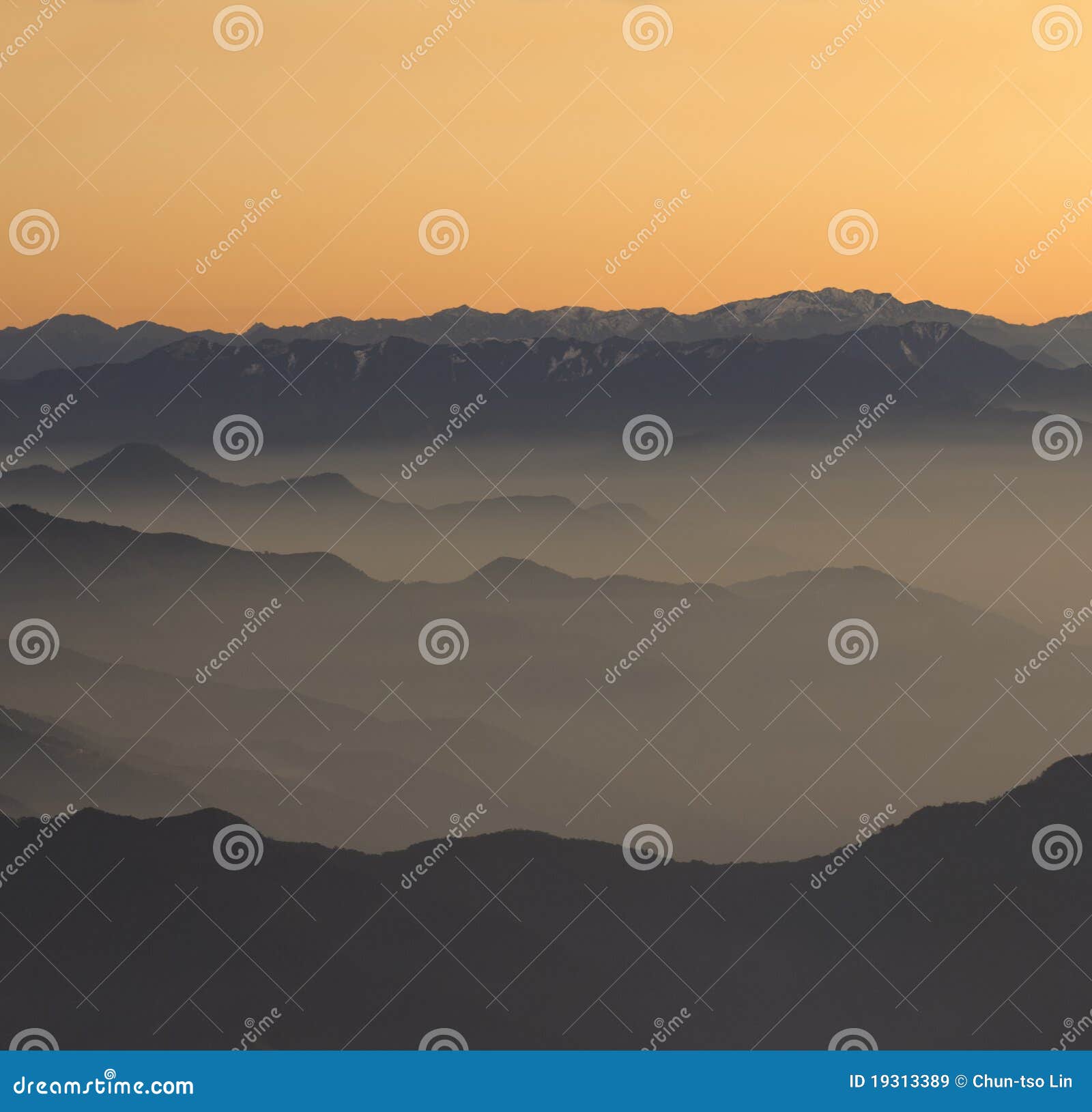 Background of Misty Cloud and Silhouette in Dawn. Stock Image - Image ...
