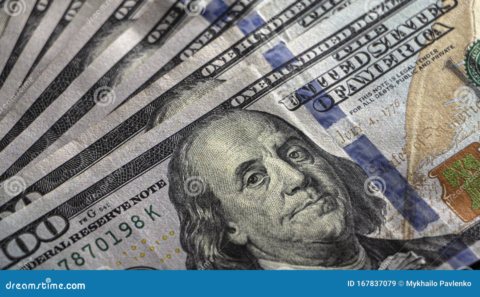 Background or Texture with Money American Hundred Dollar Bills Stock Image - Image of franklin ...
