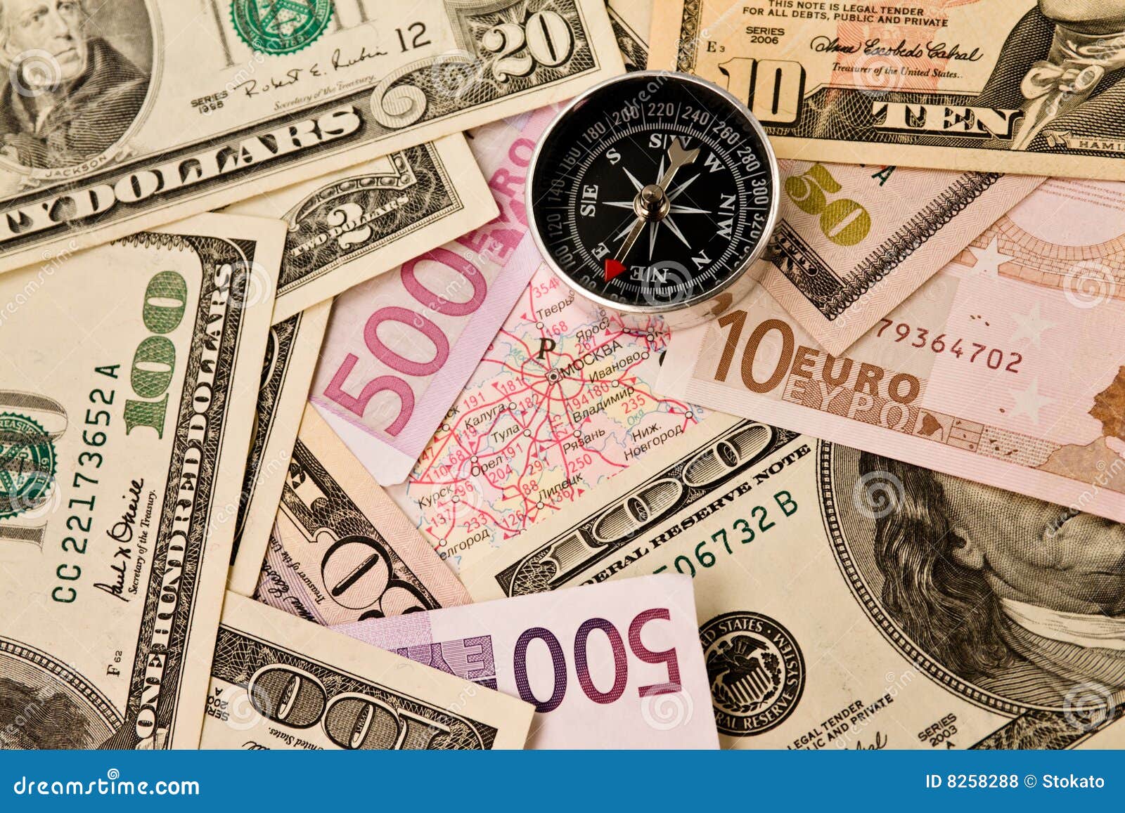 Background from Money and Compass Stock Photo - Image of arrow ...