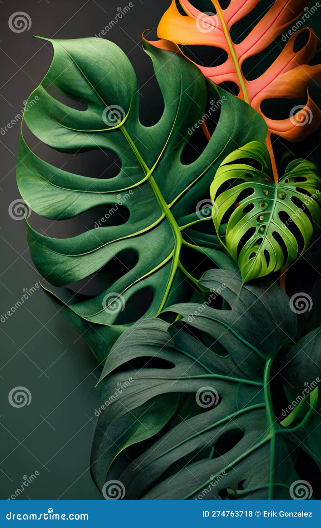 Background with Monstera Plants Stock Illustration - Illustration of ...