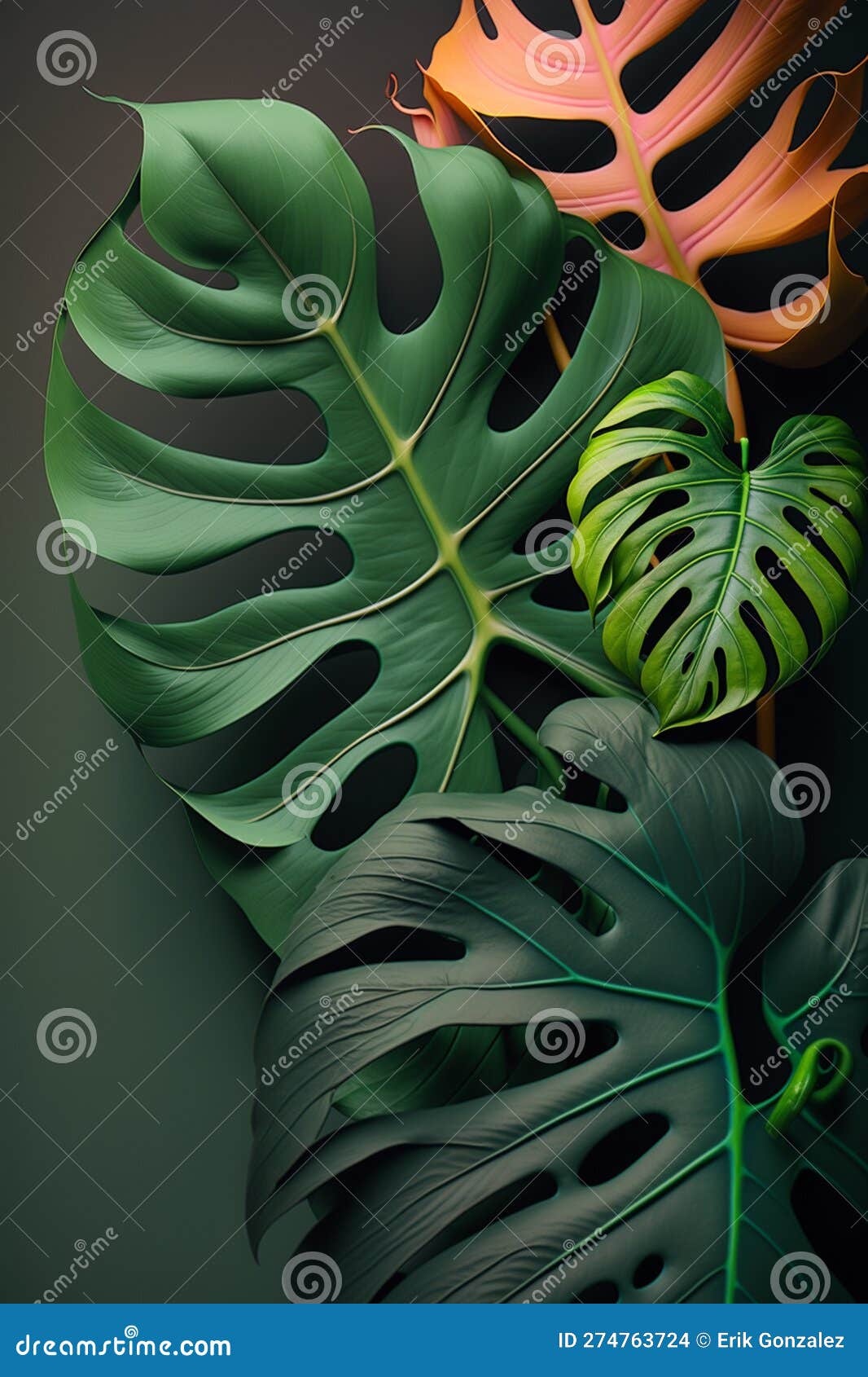 Background with Monstera Plants Stock Illustration - Illustration of ...