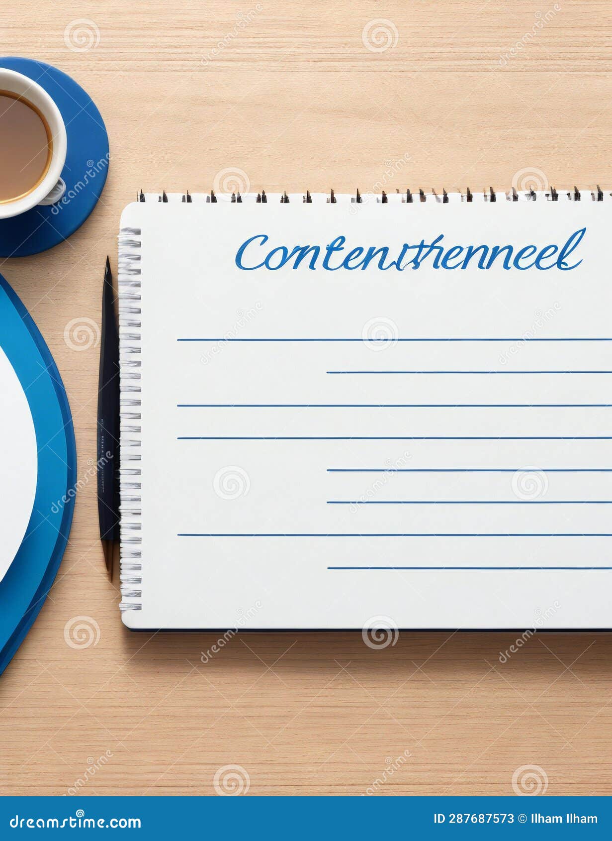 Notes, Coffee and Pen on Creative Background Stock Illustration ...