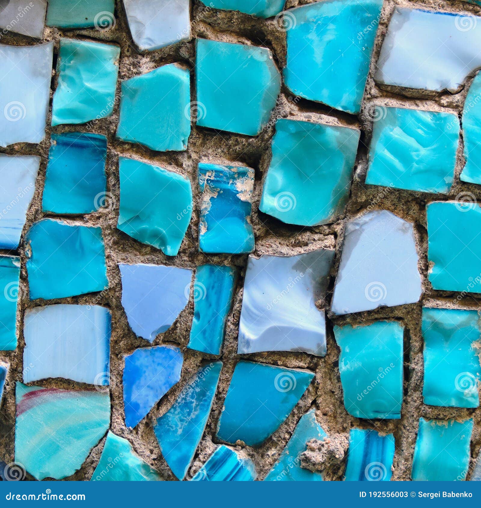 Background From Mosaics Of Blue Color From Tiles Of Different Shapes ...