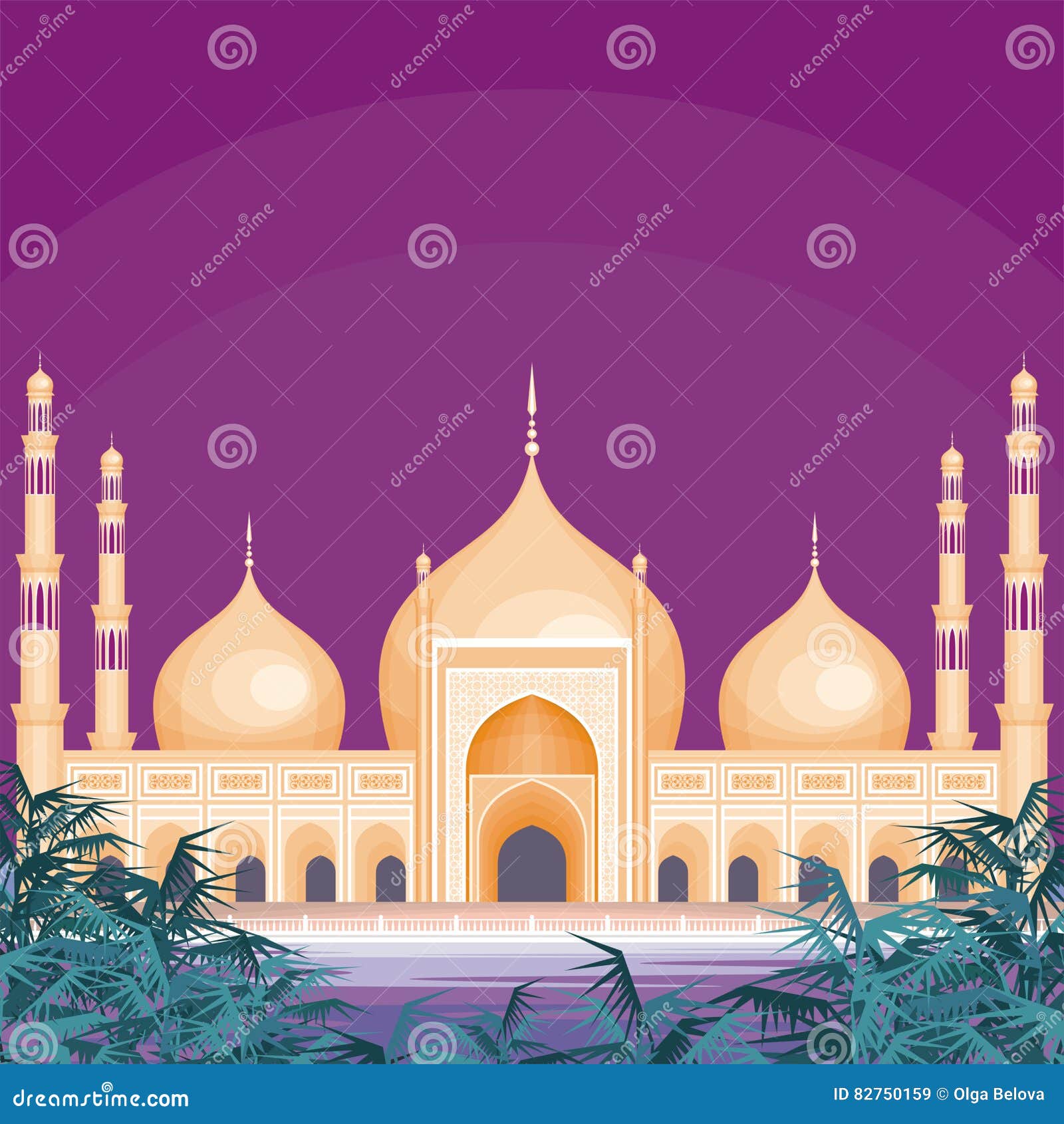 Background with mosque stock vector. Illustration of design - 82750159