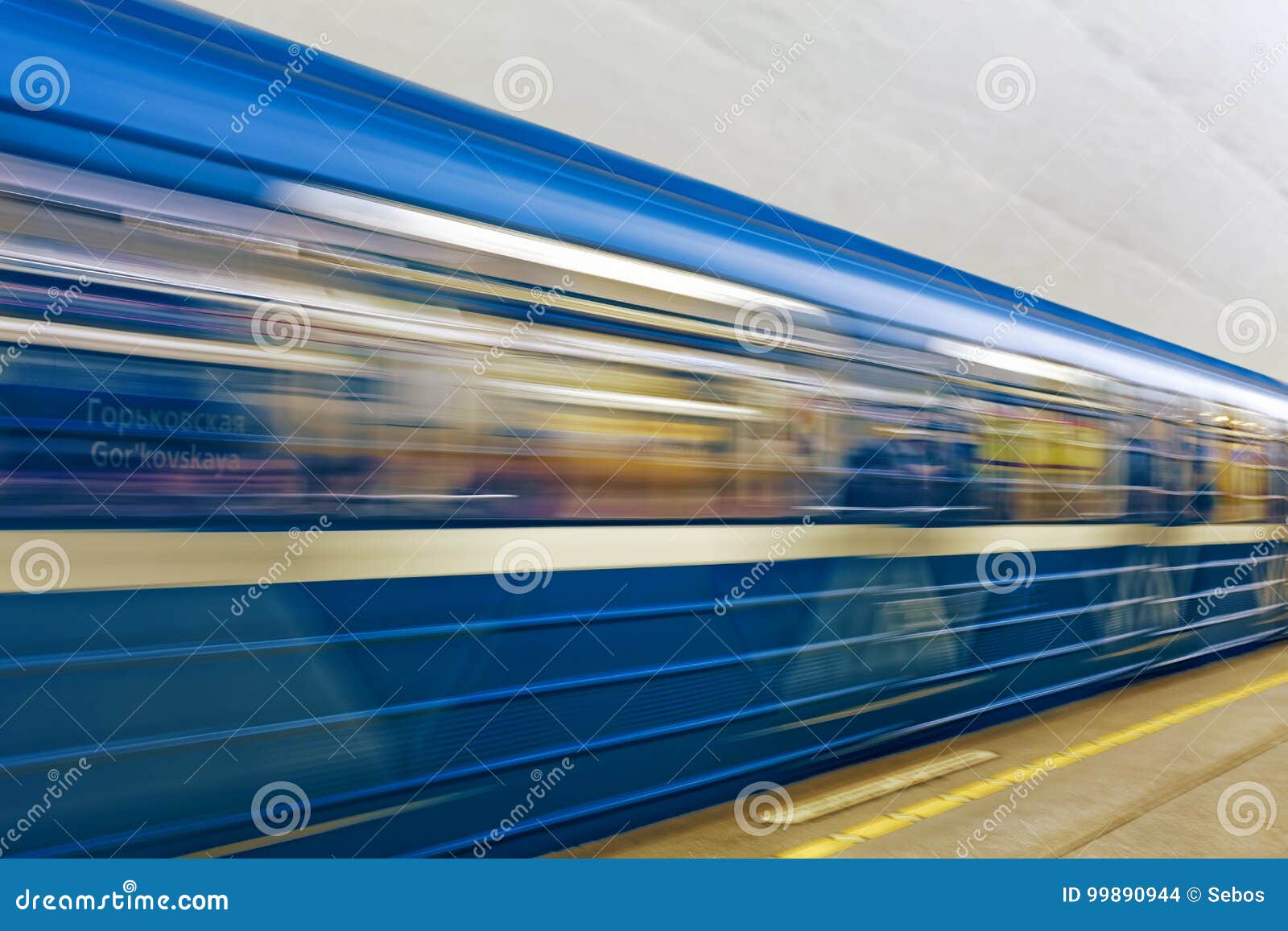 Background of Motion Blur of Speed Train in the Subway. Underground ...