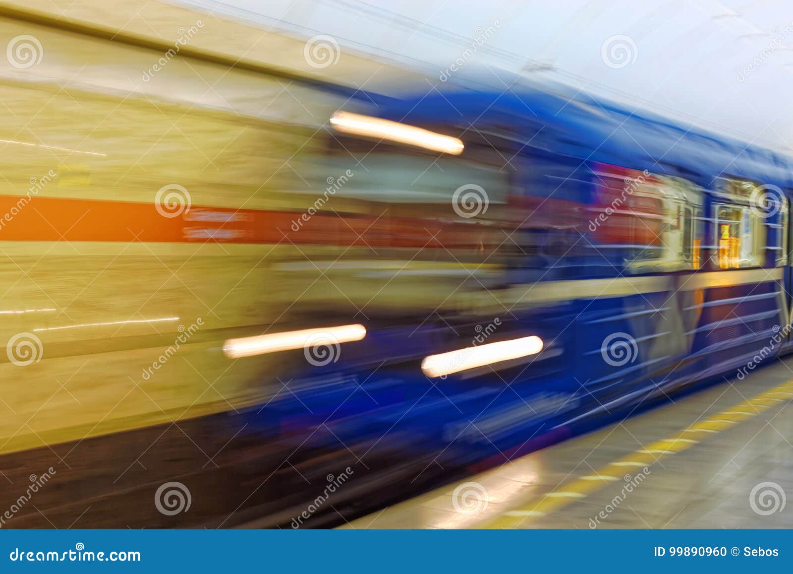 Background of Motion Blur of Speed Train in the Subway. Underground ...