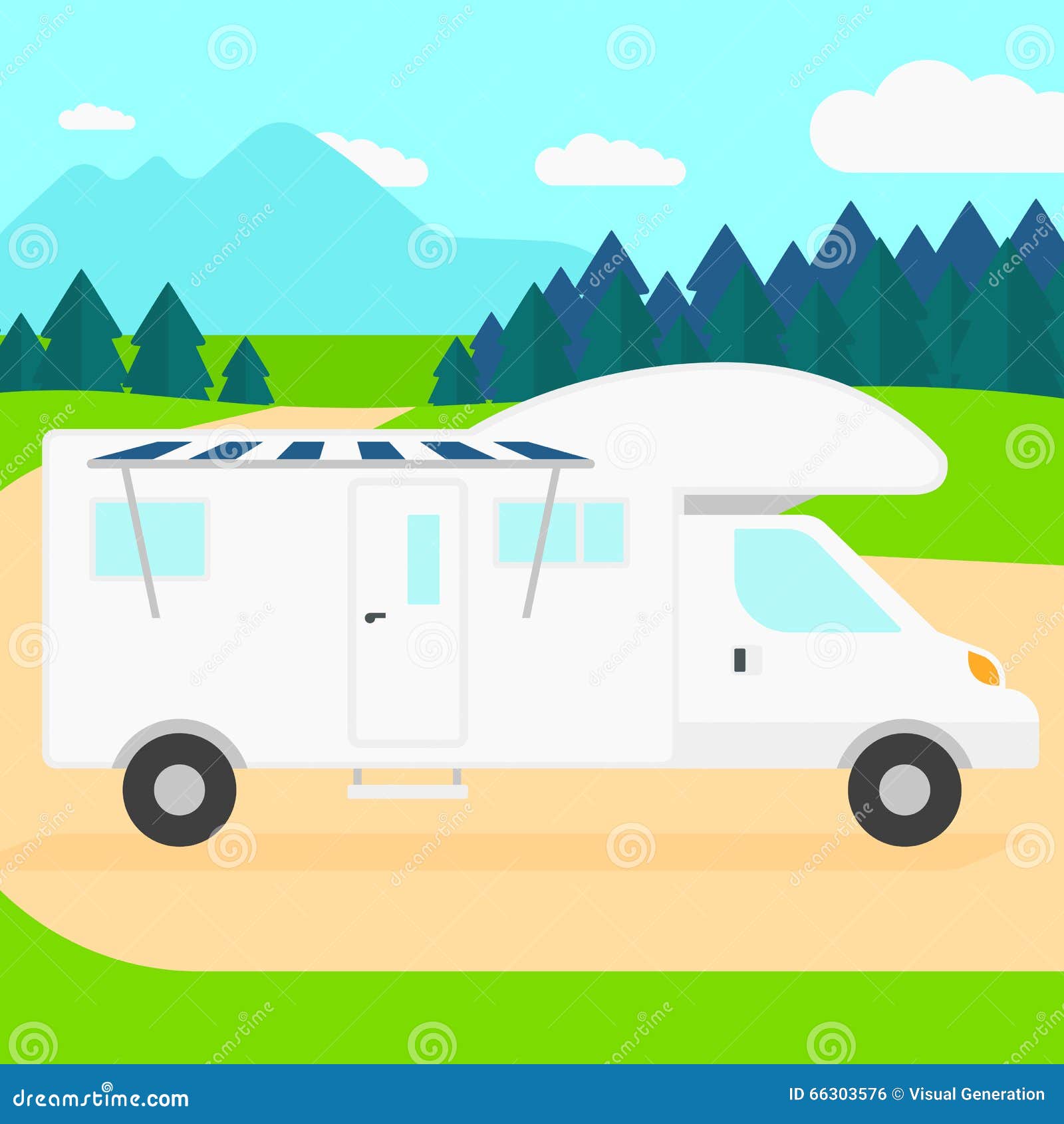 Background of Motorhome in the Forest. Stock Vector - Illustration of ...