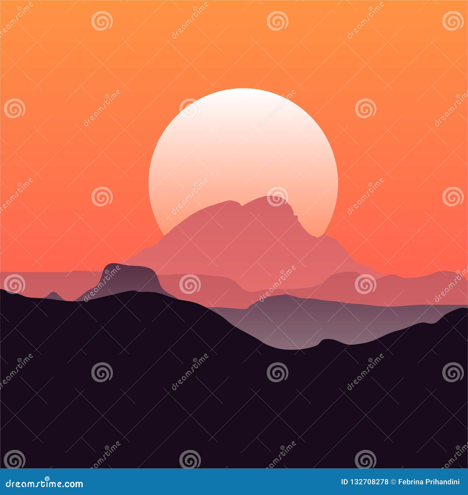 Background of Mountains at Sunset Stock Vector - Illustration of rock ...