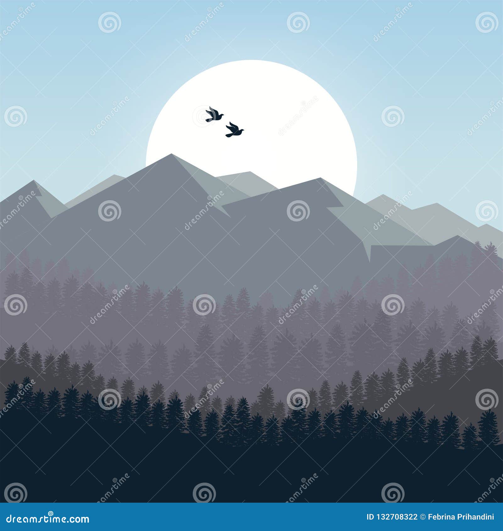 Background of Mountains at Sunset Design Stock Vector - Illustration of ...