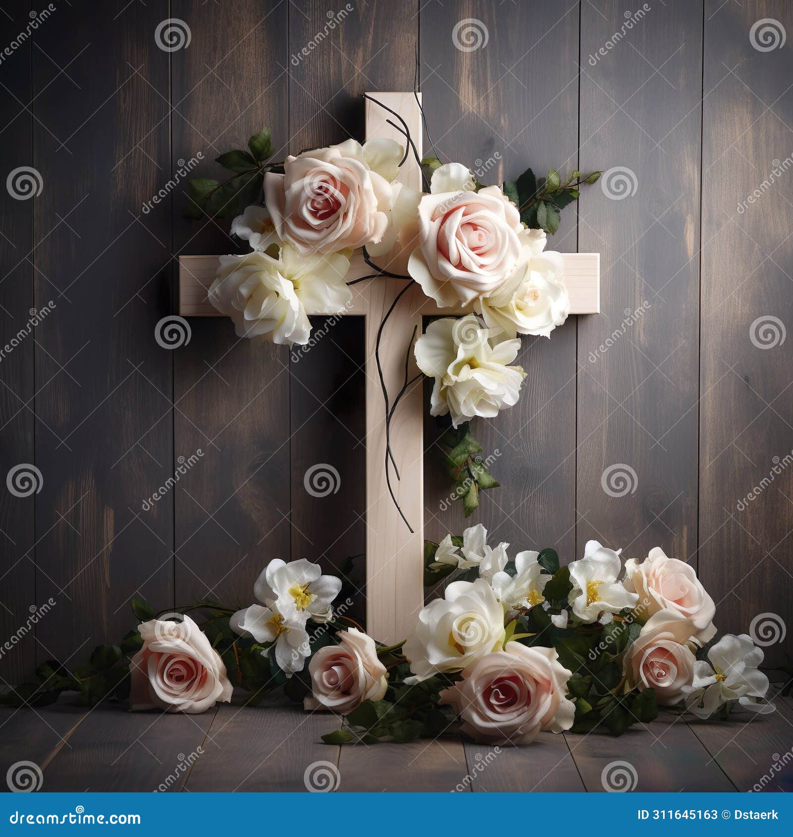 A Beautiful Background for a Mourning Card with a Cross and Roses ...