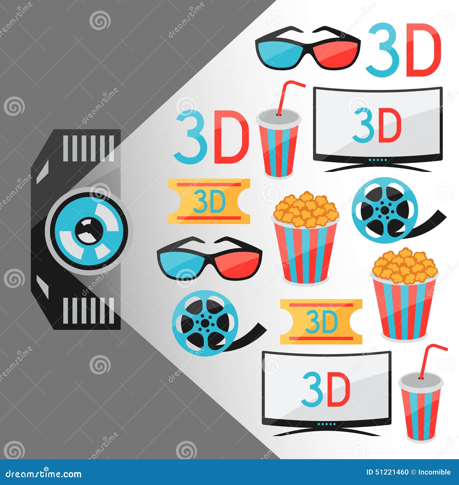 Background of Movie Elements and Cinema Icons Stock Vector ...