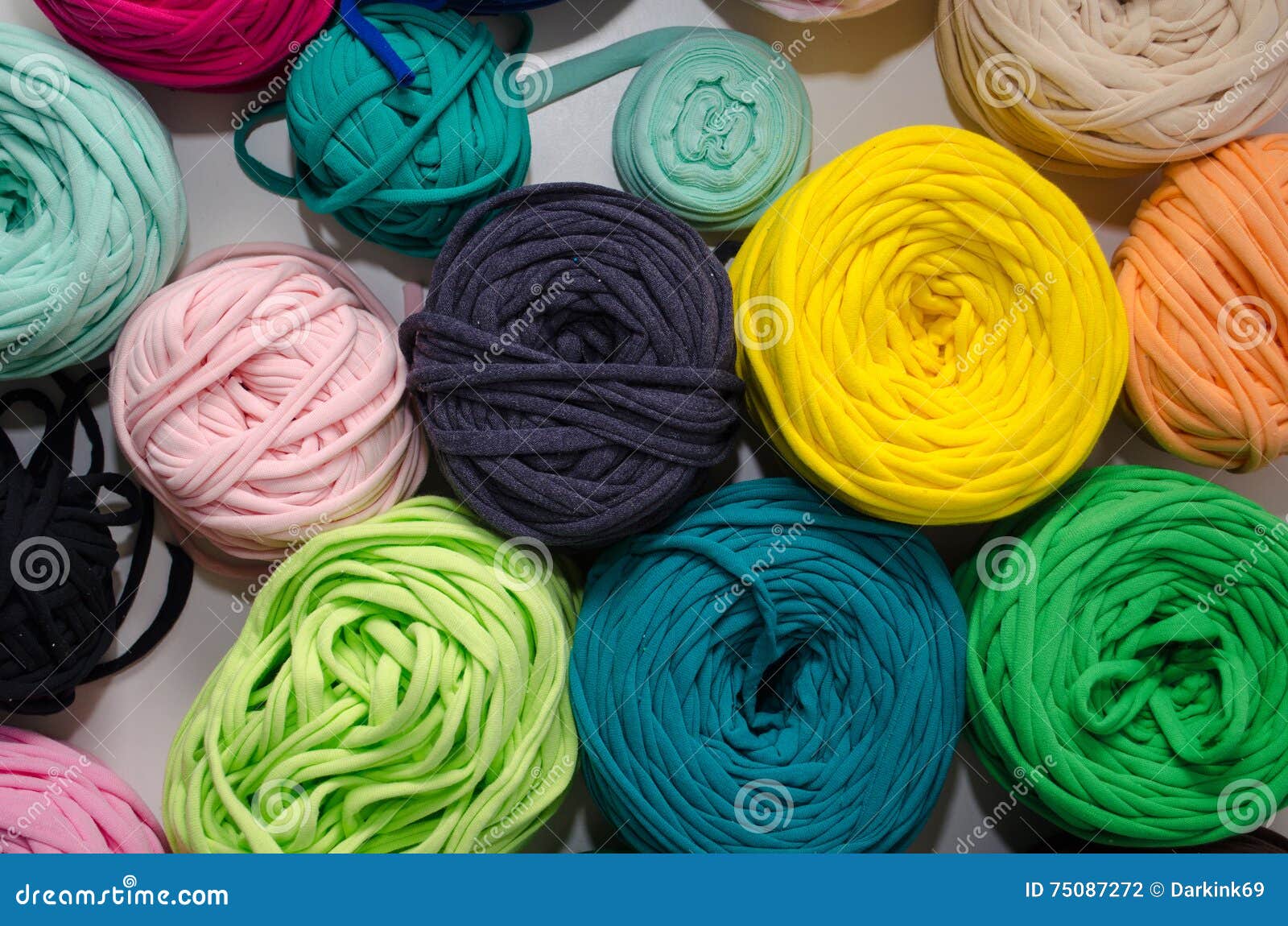 Background of Multi-colored Balls of Yarn and Thread Stock Photo ...