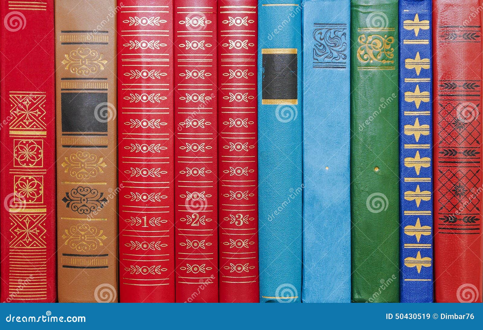 Background from Multi-colored Bindings of Books Stock Image - Image of ...