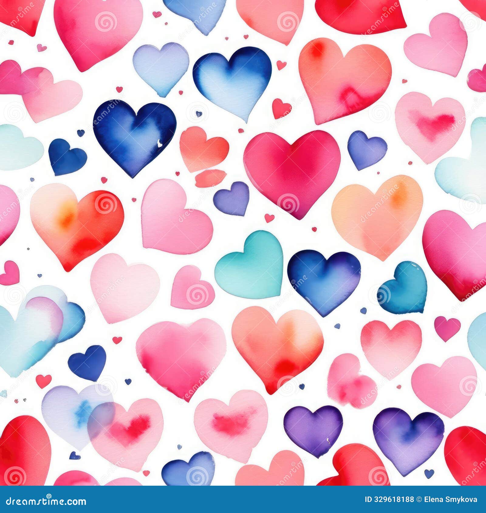 Background of Multi-colored Hearts Painted with Watercolor Stock Photo ...