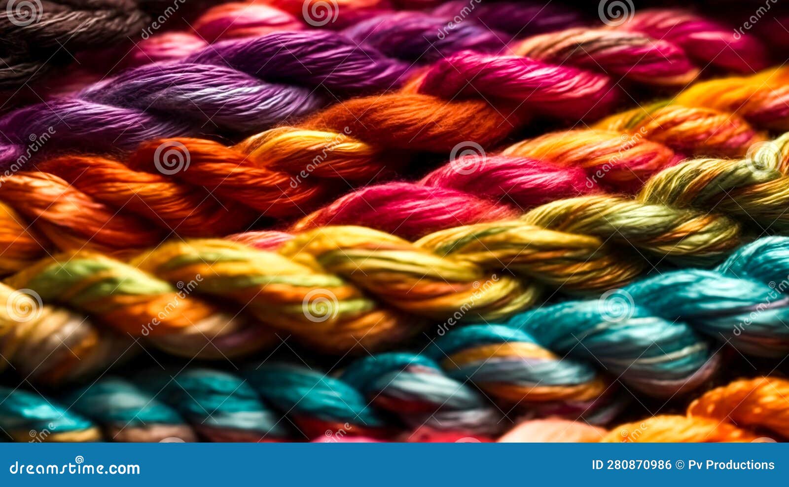Background of Multi-colored Twisted Threads, Generative AI. Stock Photo ...