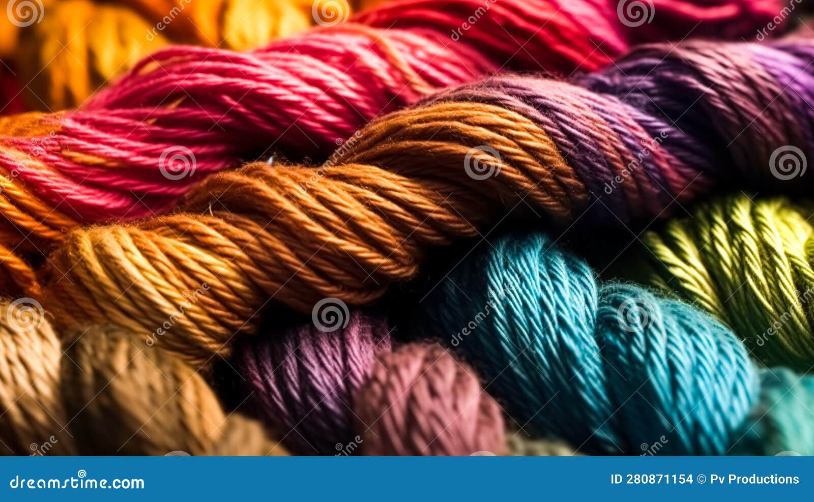 Background of Multi-colored Twisted Threads, Generative AI. Stock ...