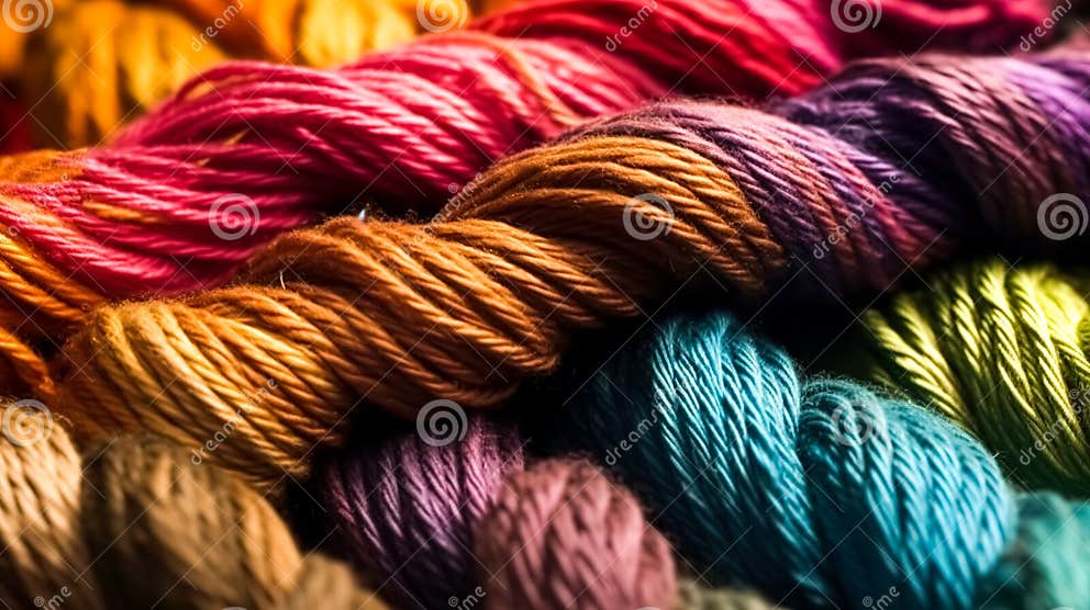 Background of Multi-colored Twisted Threads, Generative AI. Stock ...