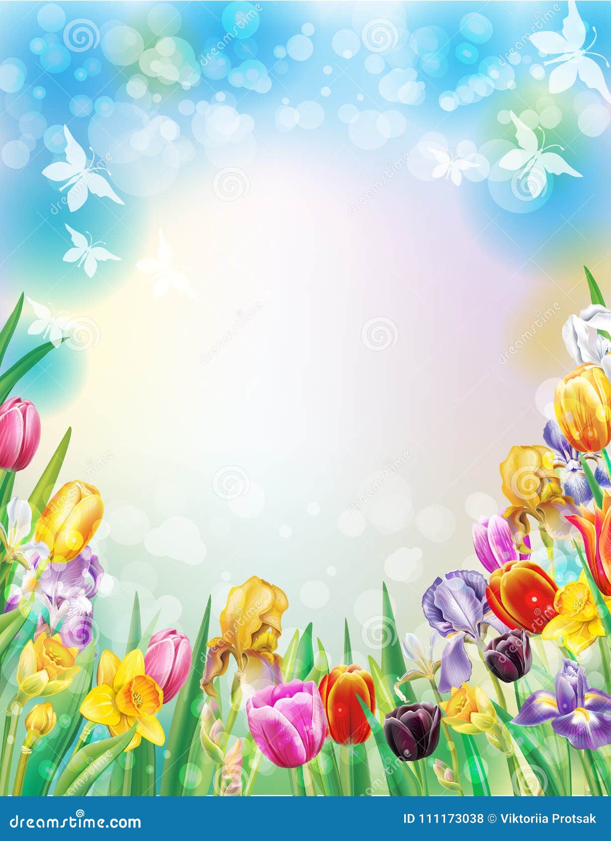 Background with Multicolor Spring Flowers Stock Vector - Illustration ...