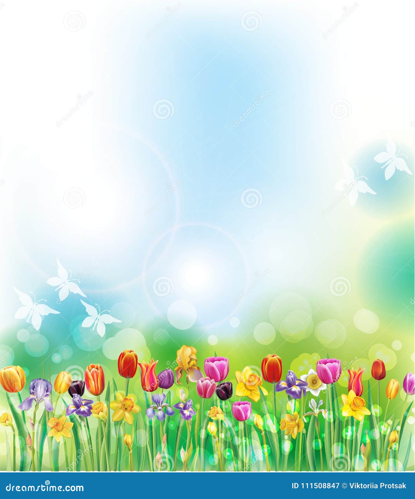 Background with Multicolor Spring Flowers Stock Vector - Illustration ...