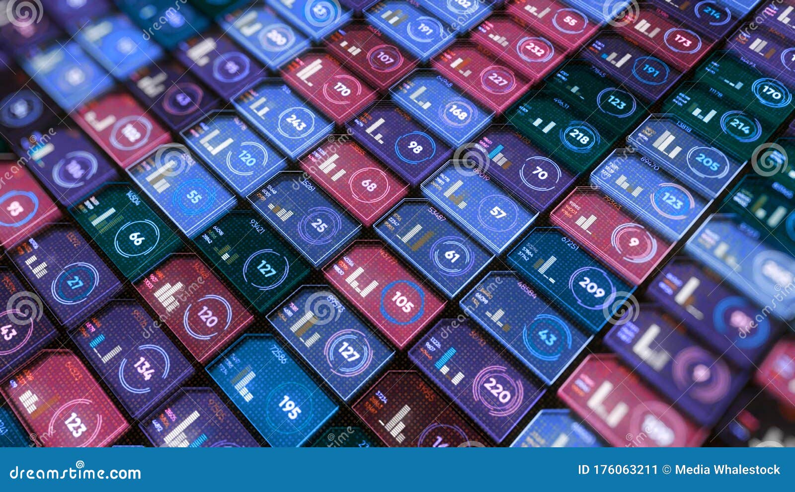 Background of Multicolored Cells with Digital Information. Animation ...