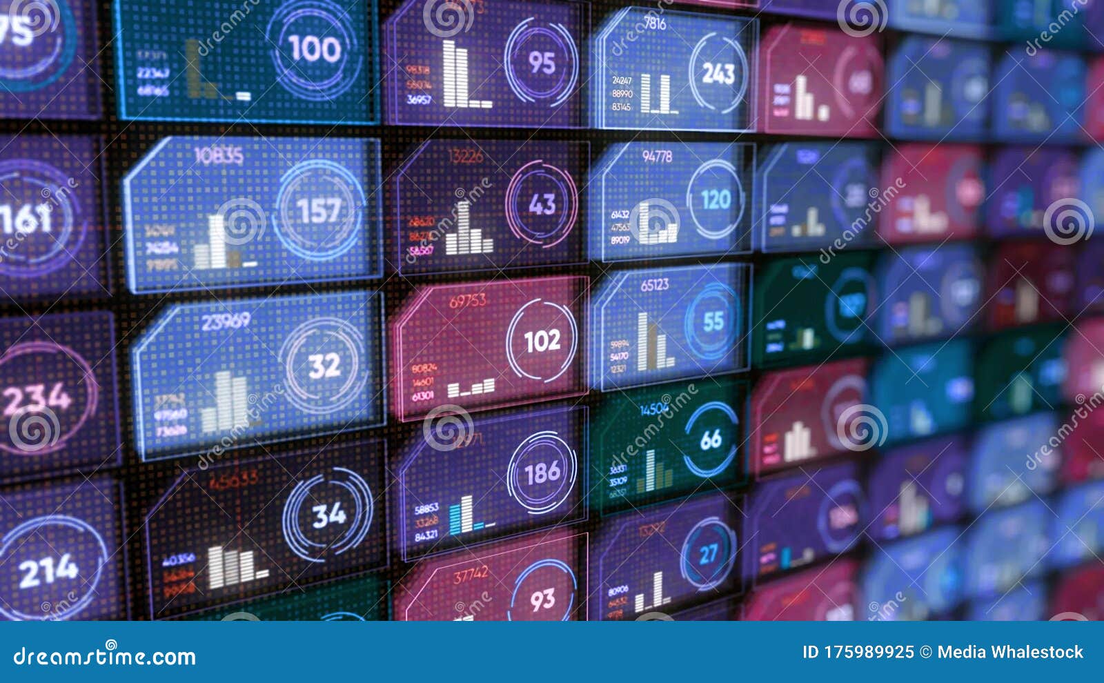 Background of Multicolored Cells with Digital Information. Animation ...