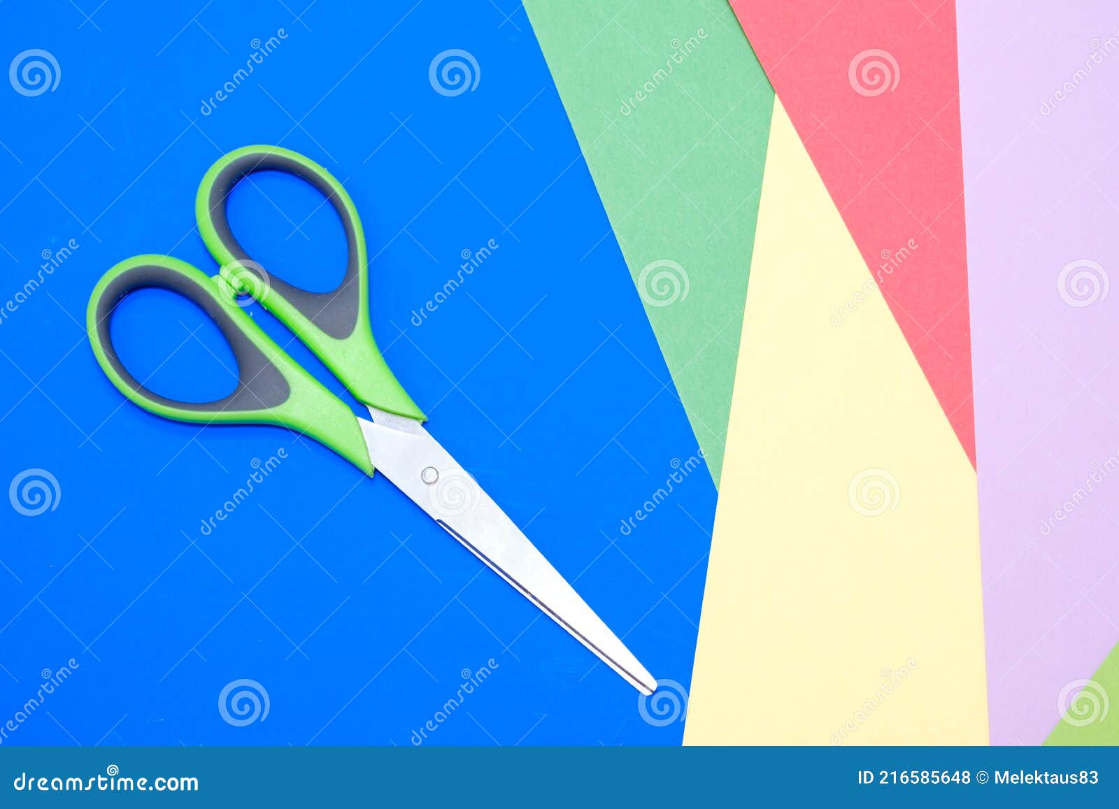 Background from Multicolored Colored Paper and Scissors from Top View ...
