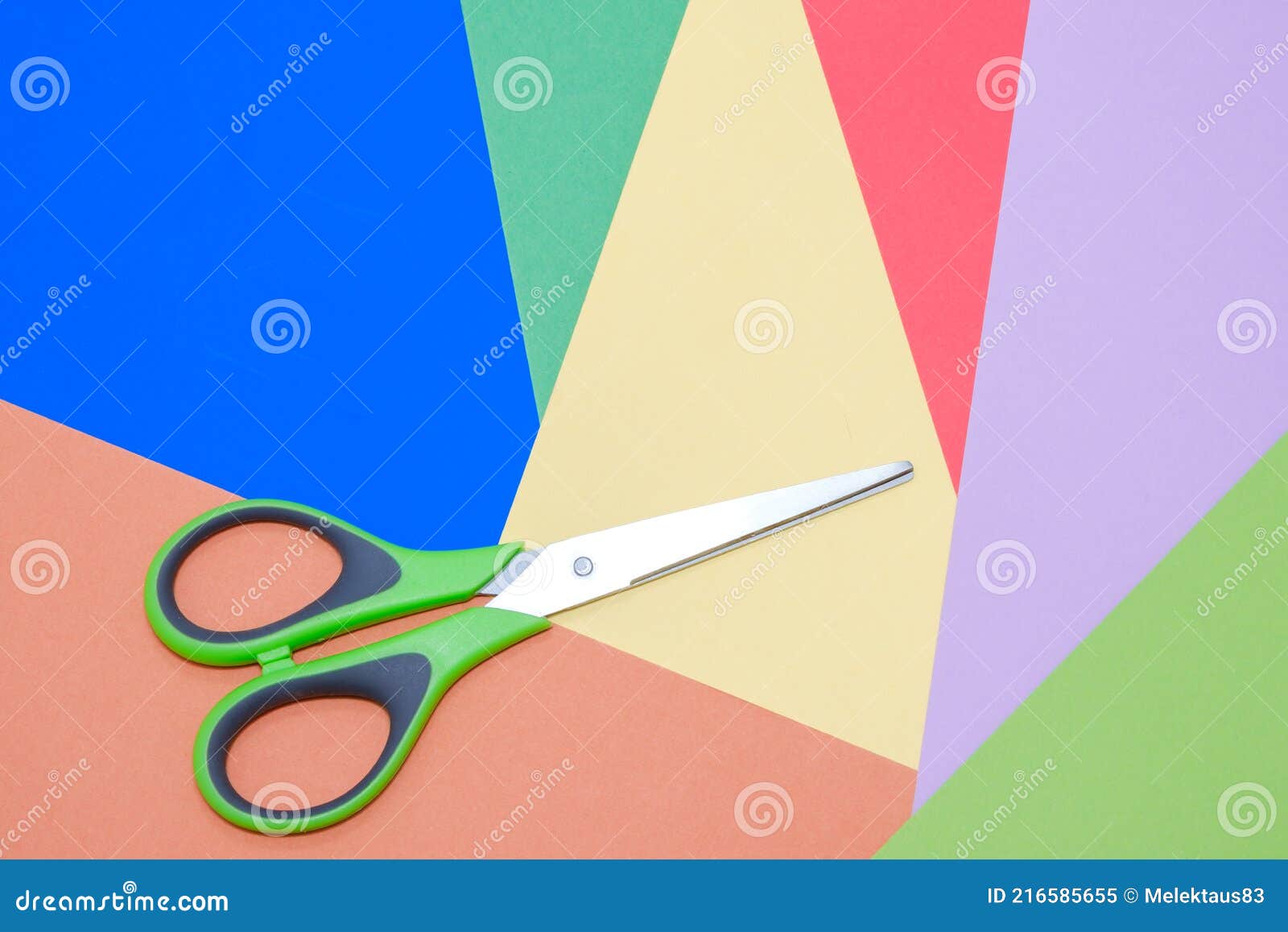 Background from Multicolored Colored Paper and Scissors from Top View ...